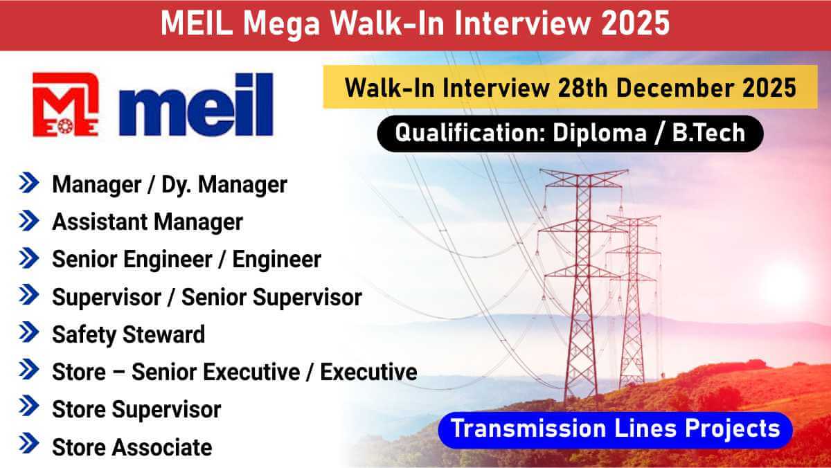 MEIL Mega Walk-In Interview 2025 | Electrical & Civil Jobs ...